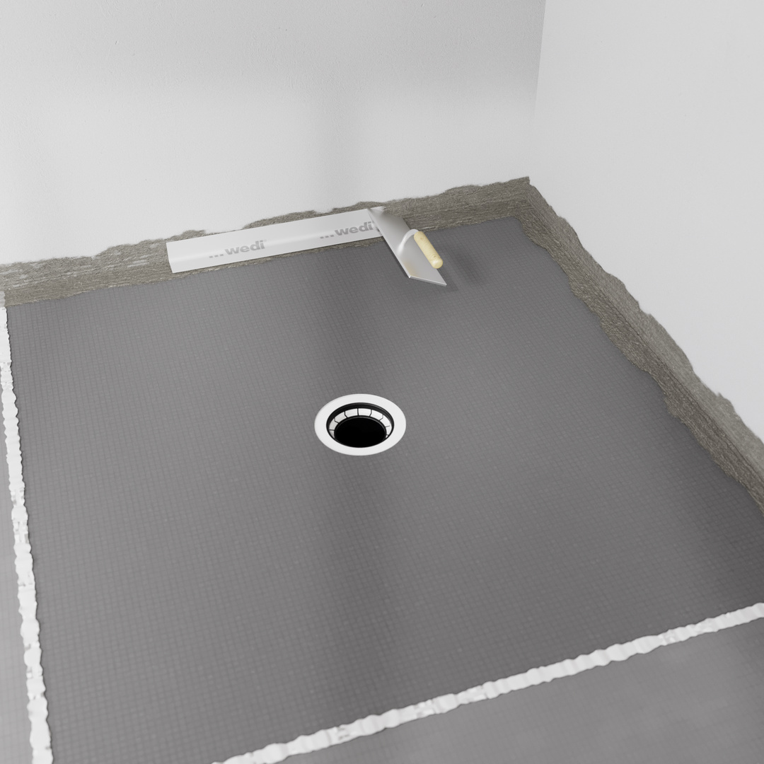 Flush-to-floor showers: vertical drain for Fundo Solido