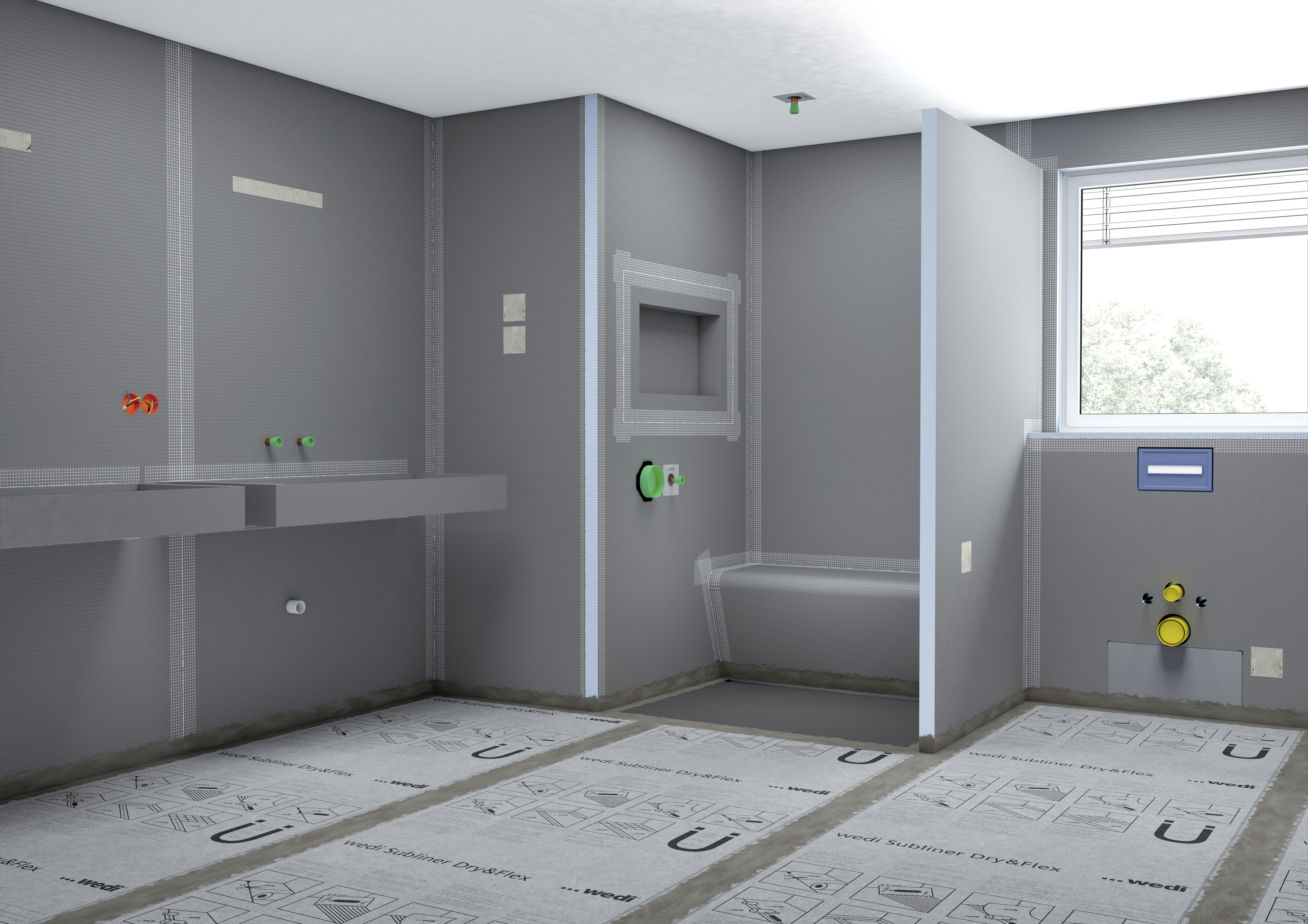 wedi Bauplatte XL und XXL - Großformatige Bauplatten für Trennwände