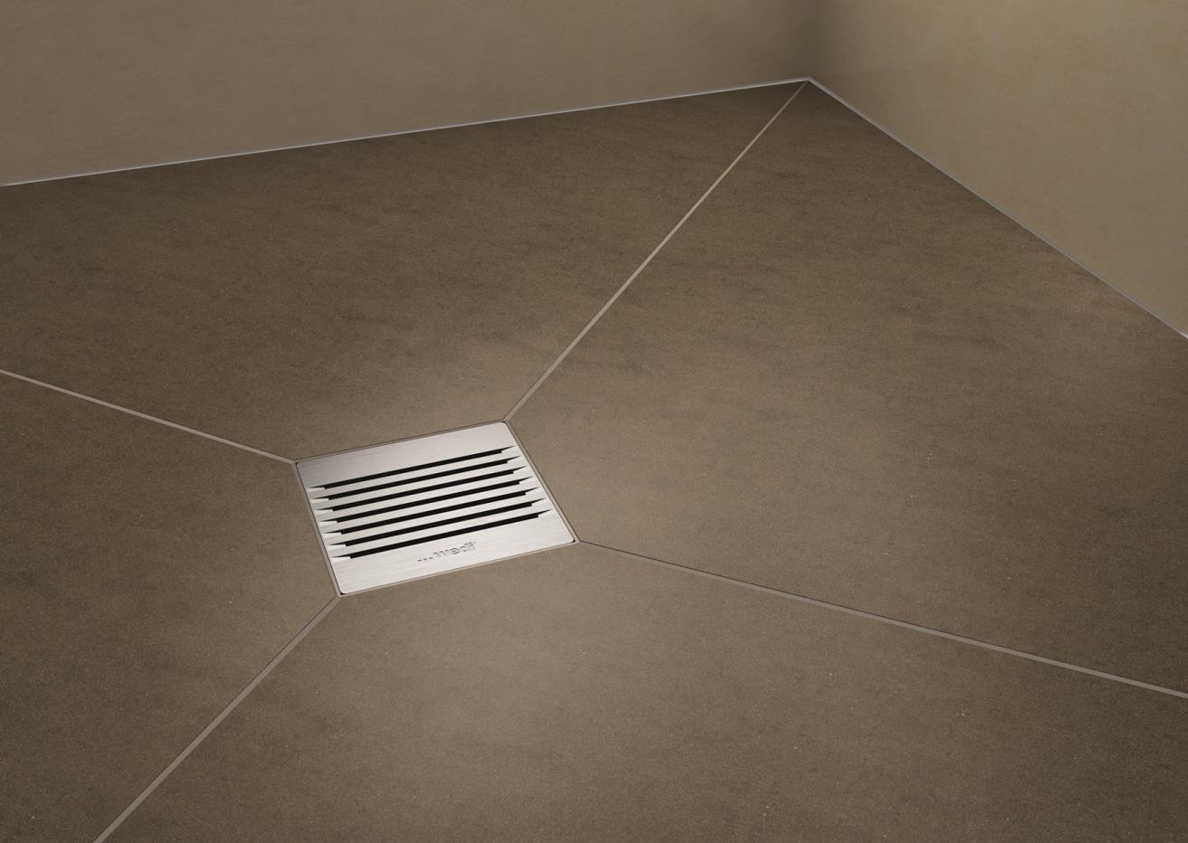 Angular wedi Fundo drain grates for shower elements with point drainage
