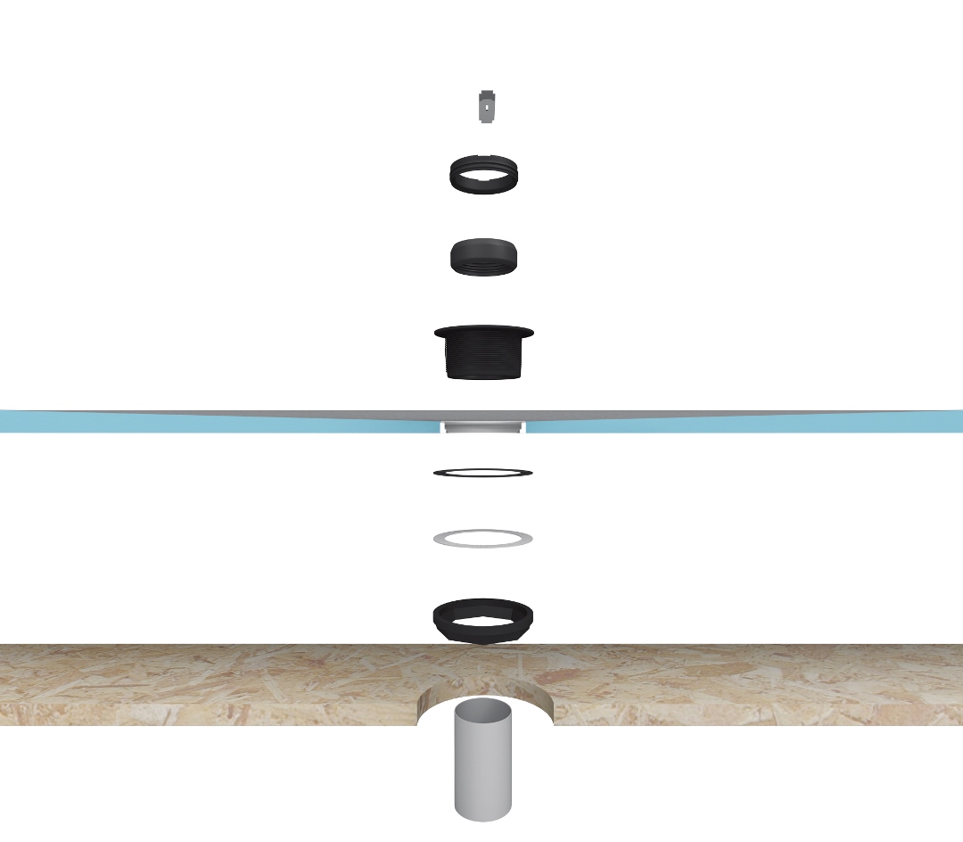 Vertical drain kit for Fundo Primo and Ligno – wedi