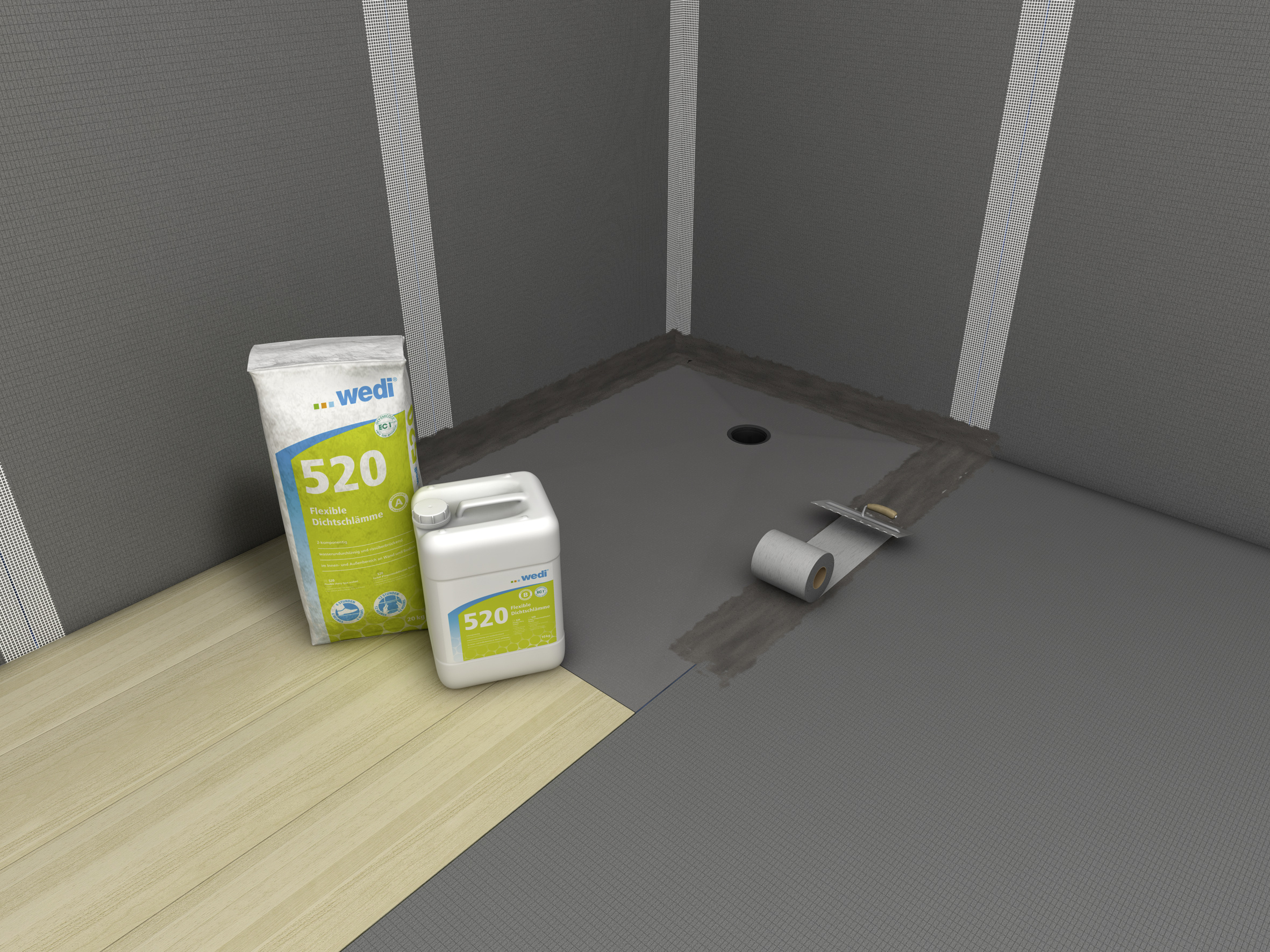 wedi 520 Sealing Slurry – 2-Component Tile Sealing